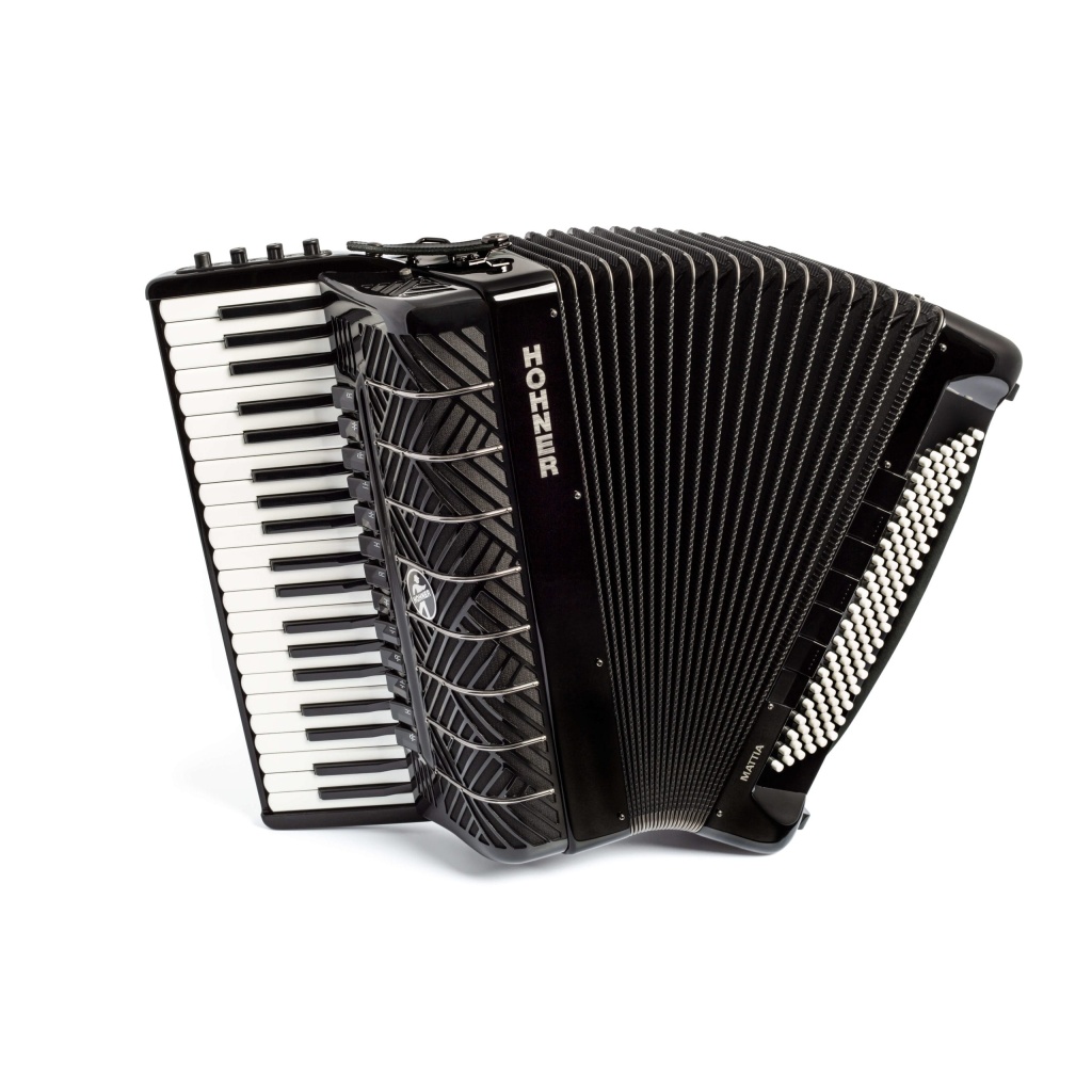 HOHNER MATTIA IV 120 BK GUN BLACK, WHITE KEYS - Epica Music Center